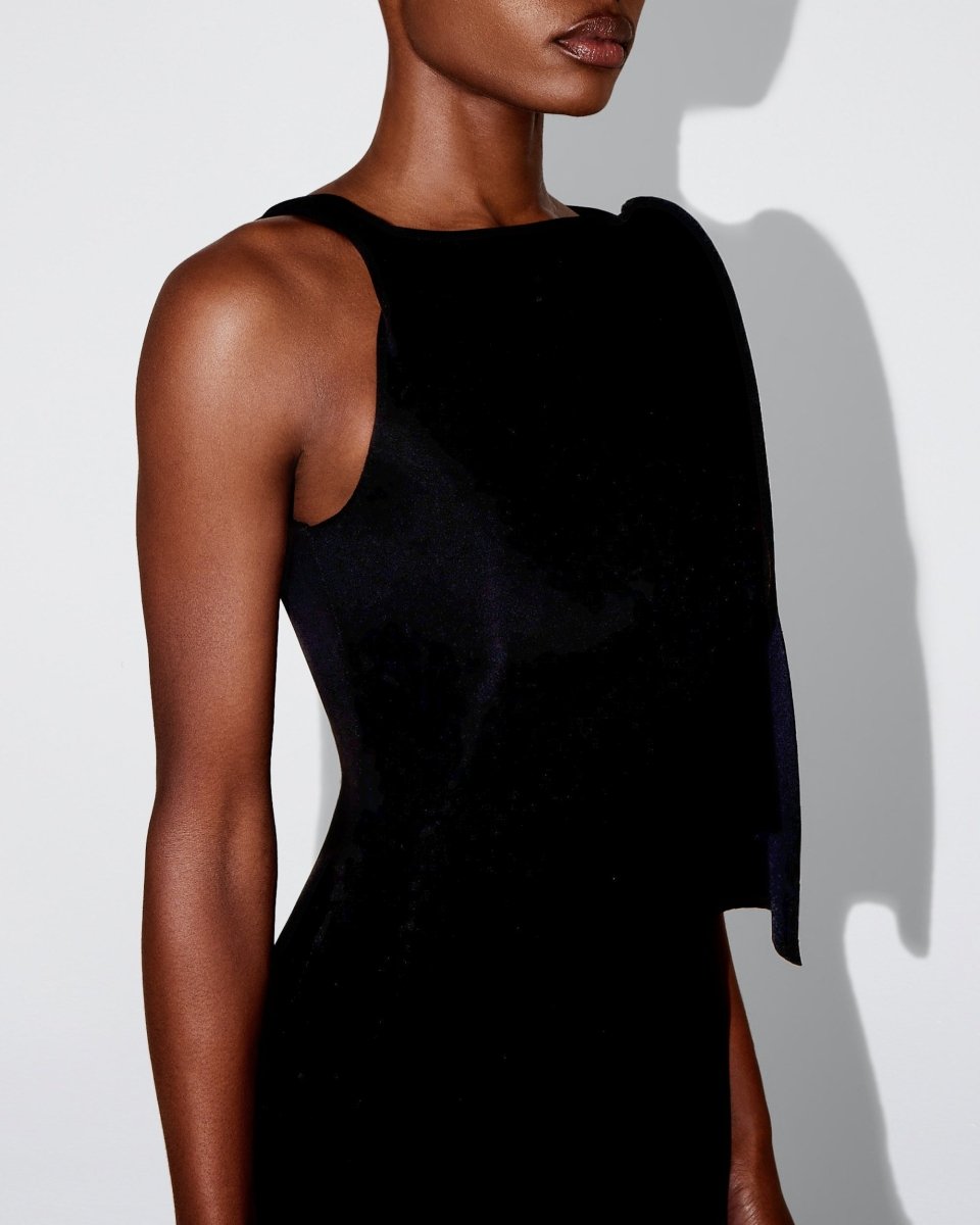 Sueded Stretch Knotted Maxi Dress | Black – Khy