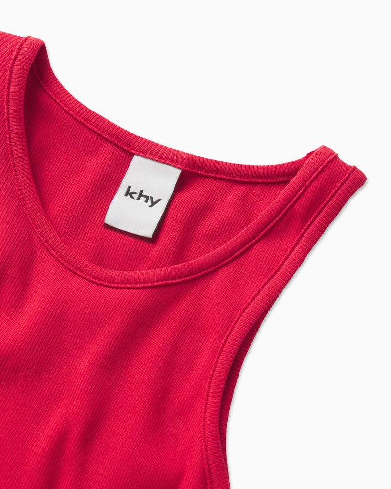 Cropped Raw Hem Rib Tank | Red – Khy