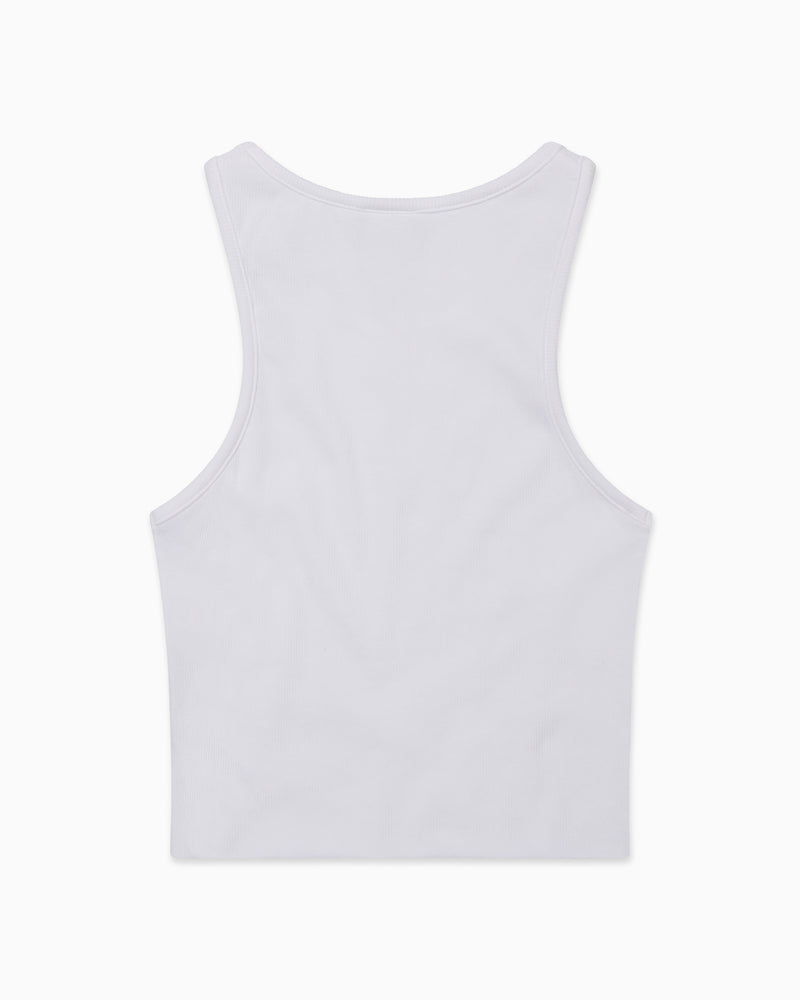 Cropped Raw Hem Rib Tank | White – Khy