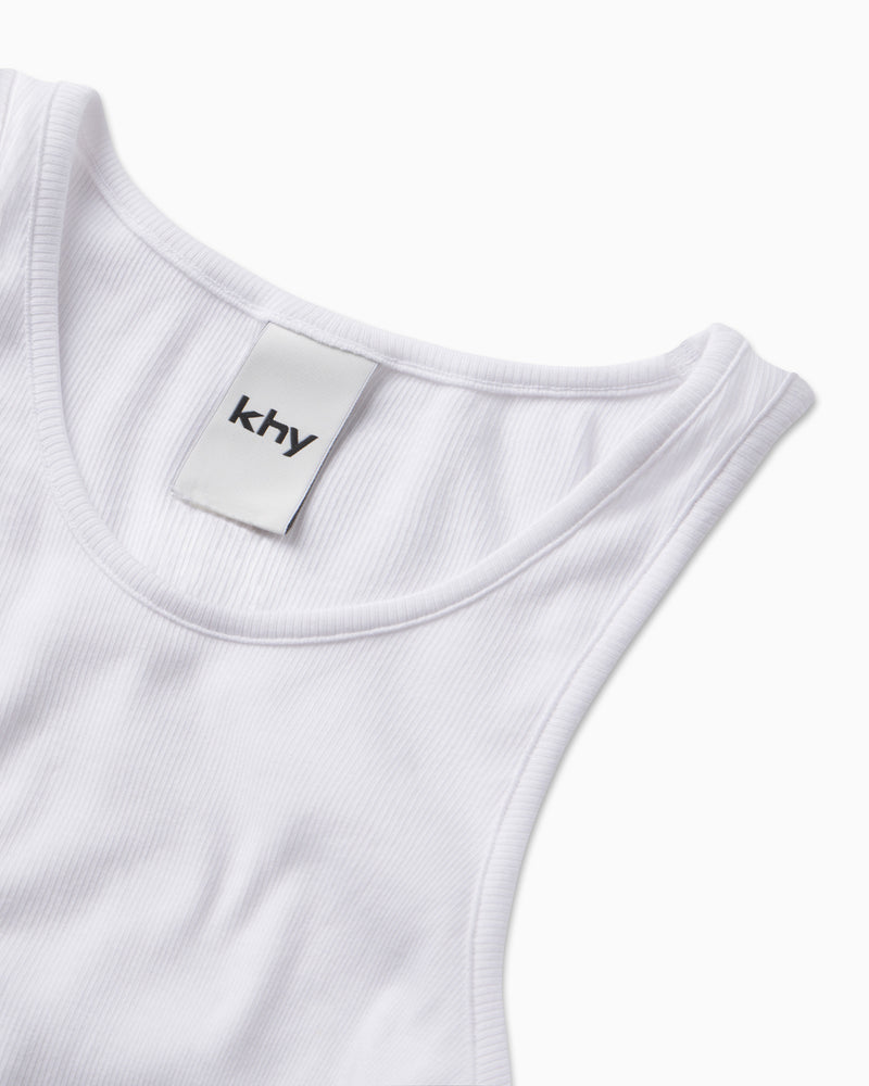 Cropped Raw Hem Rib Tank | White – Khy