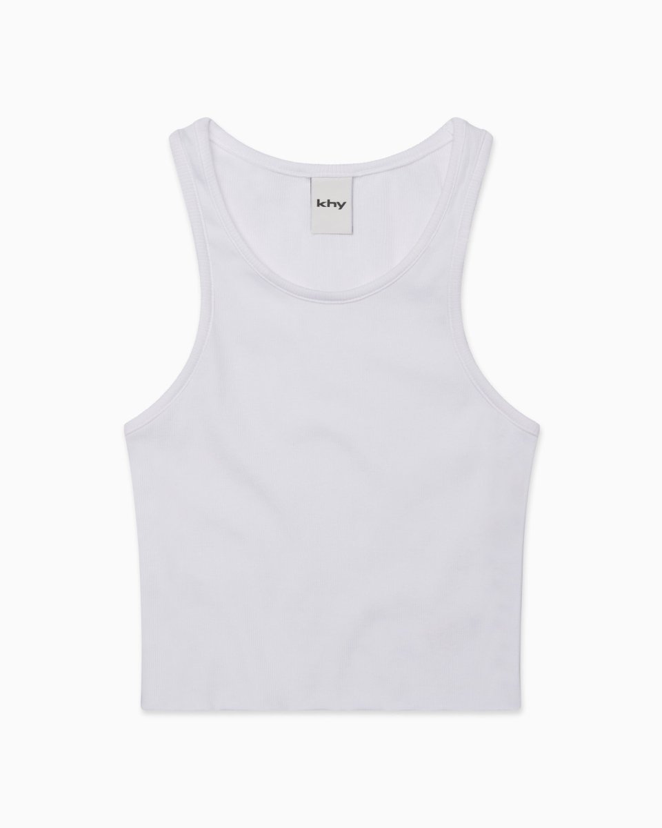 Cropped Raw Hem Rib Tank | White – Khy