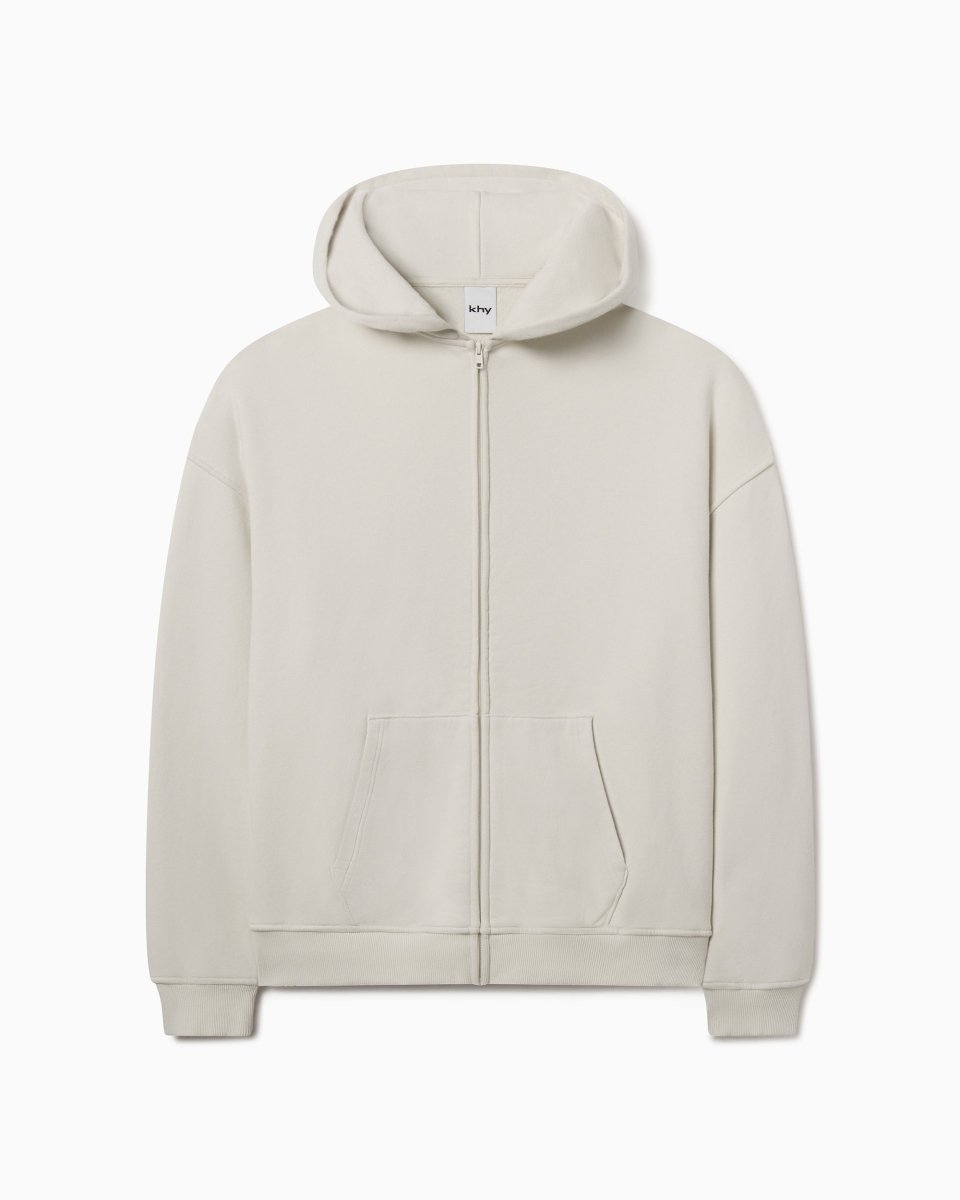 Fleece Oversized Zip Hoodie | Ecru – Khy