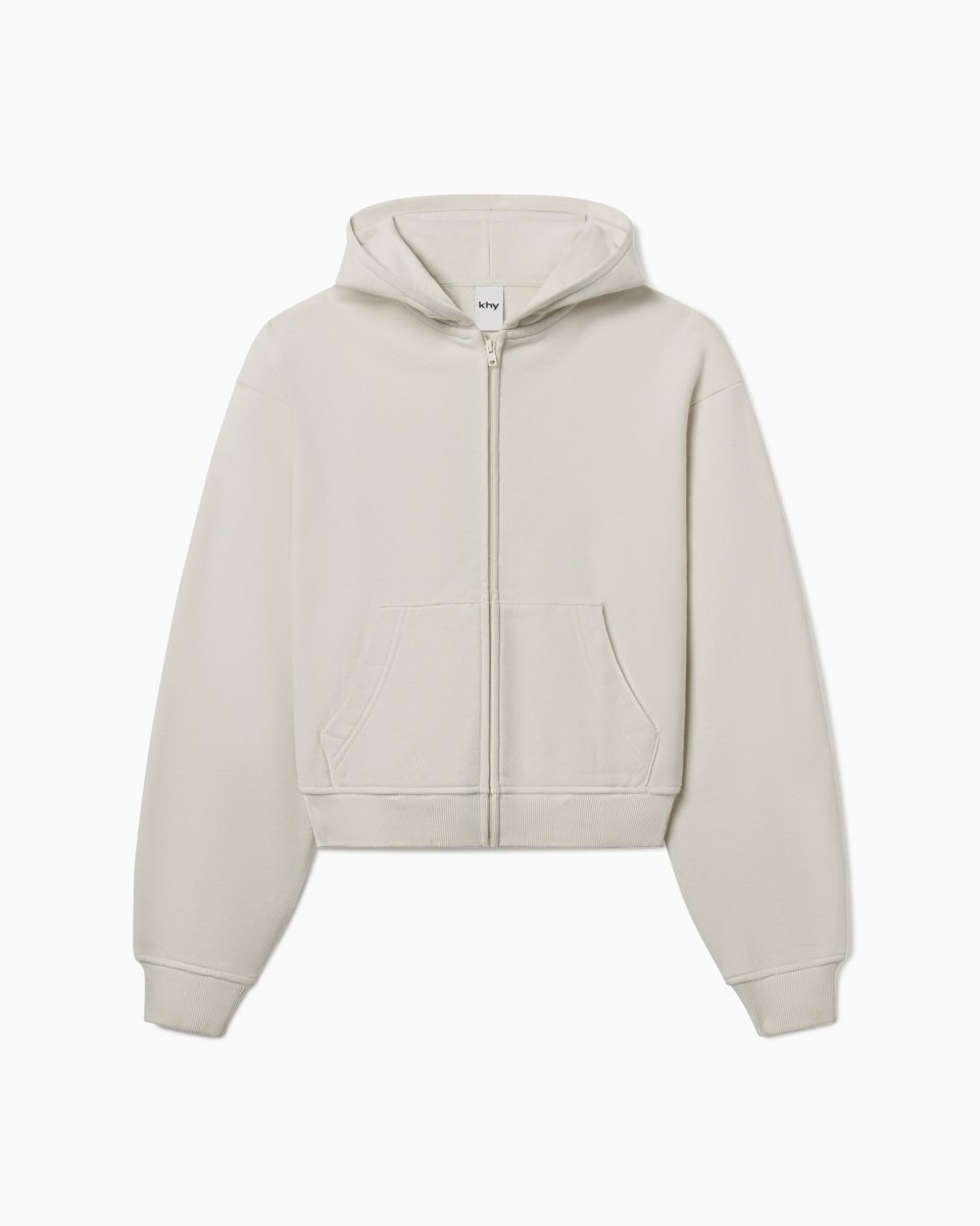 Fleece Zip Hoodie with Oversized Hood | Ecru – Khy