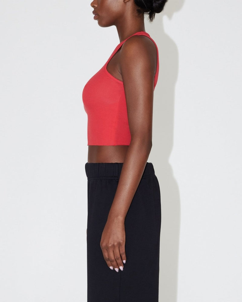 Cropped Raw Hem Rib Tank | Red – Khy