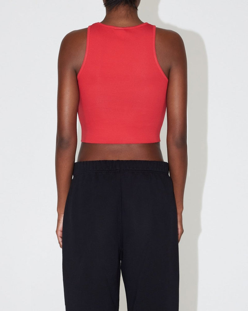 Cropped Raw Hem Rib Tank | Red – Khy
