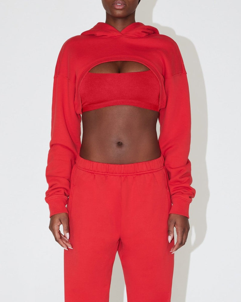 Fleece Super Cropped Hoodie | Red – Khy