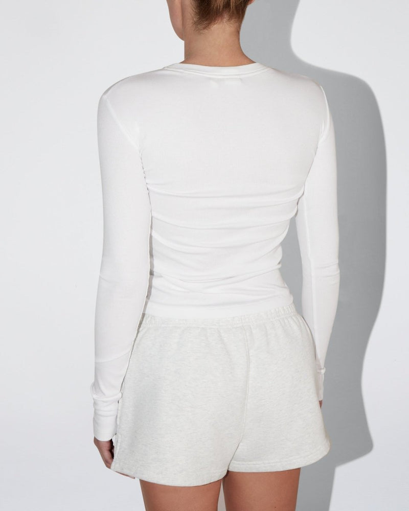 Long Sleeve Ribbed Tee | White – Khy