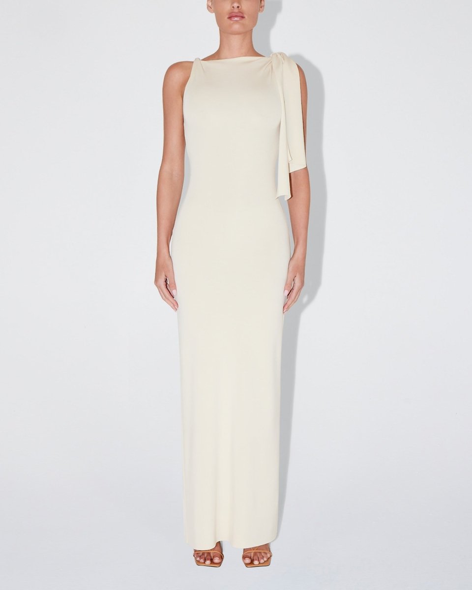 Sueded Stretch Knotted Maxi Dress | Stone – Khy