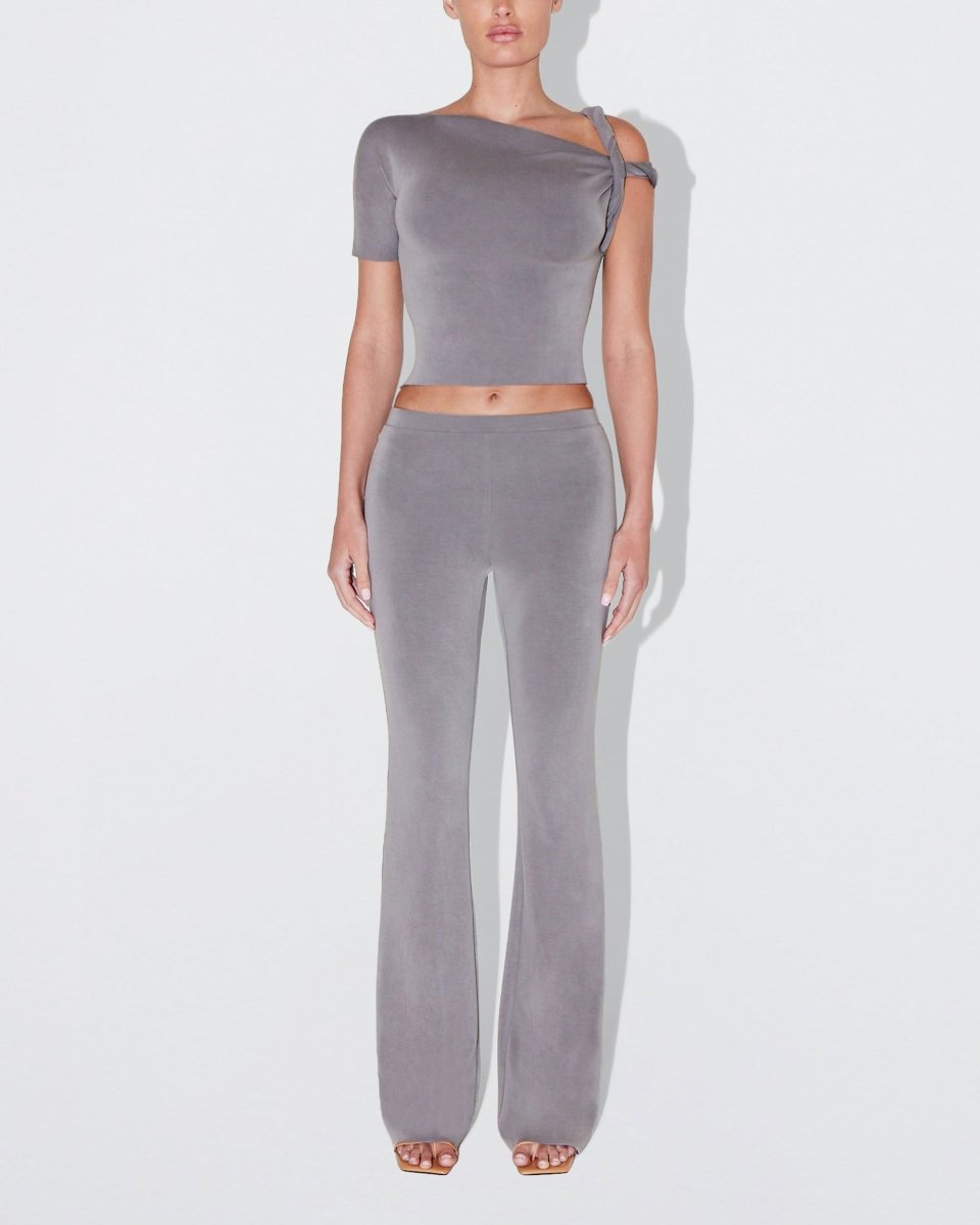 Sueded Stretch Twisted Top | Steel Grey – Khy
