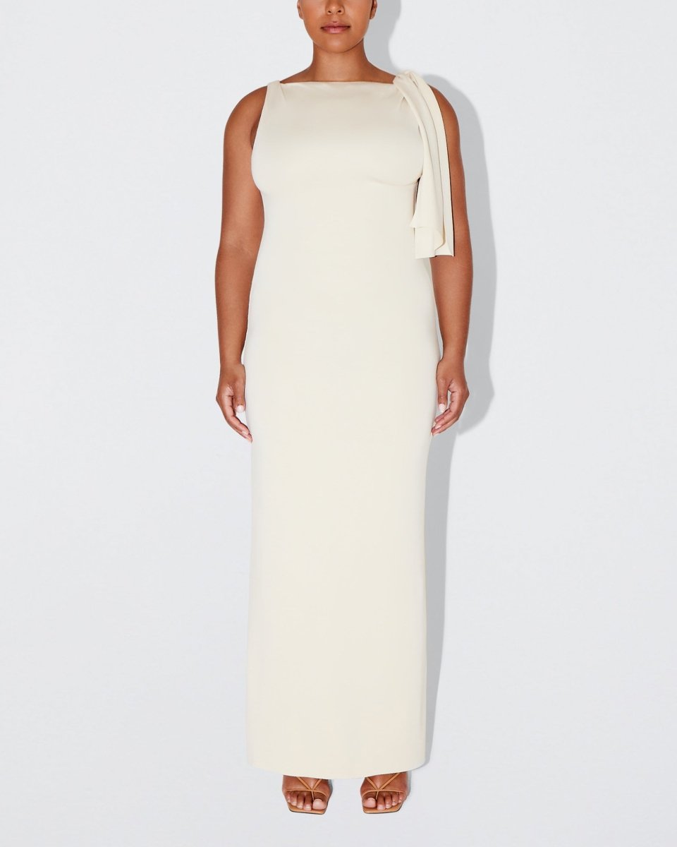 Sueded Stretch Knotted Maxi Dress | Stone – Khy